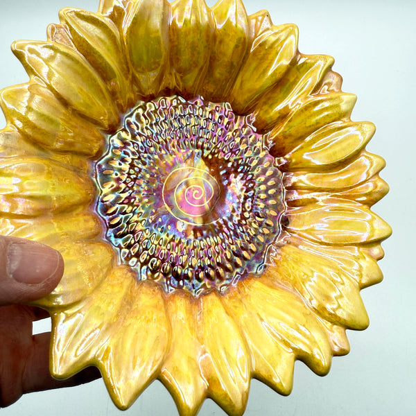 Golden Sunflower Dish - Little Clay House, Ceramics by Denise Wood